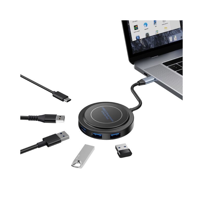 Circular Multiple USB C Hub Magnetic Absorption For Laptops Mobile Phones Game Consoles