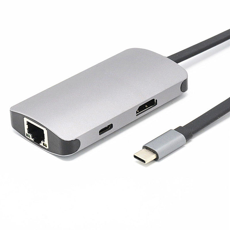 Aluminum 5 In 1 RJ45 Gigabit Ethernet Powered USB C HUB