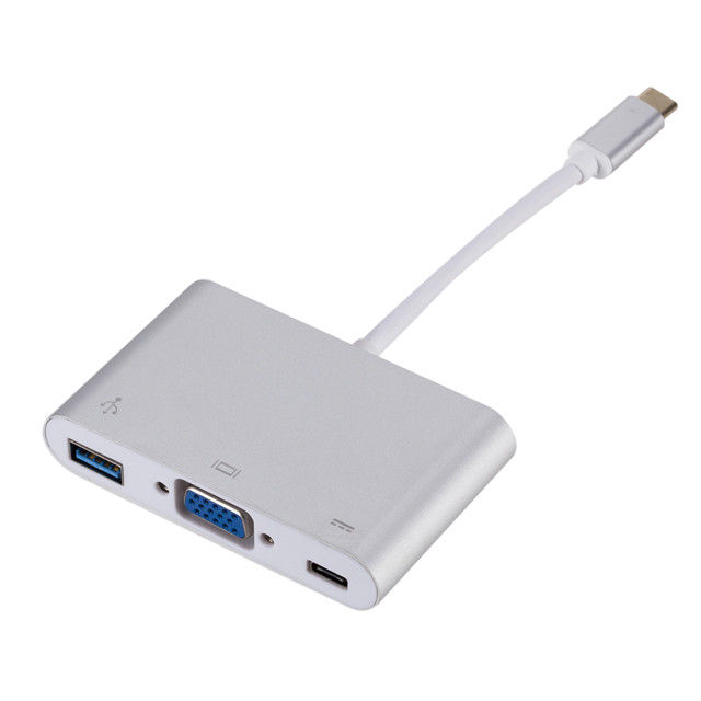 Ultra Thin VGA 3 In 1 10Gbps Powered USB C HUB For Data Transfer