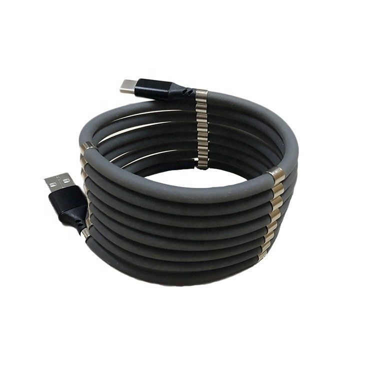 Self Winding Organizing Magnetic ROHS USB C Charging Cable