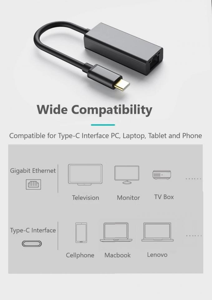 USB 3.0 Gigabit Rj45 Type C Usb To Ethernet Adapter